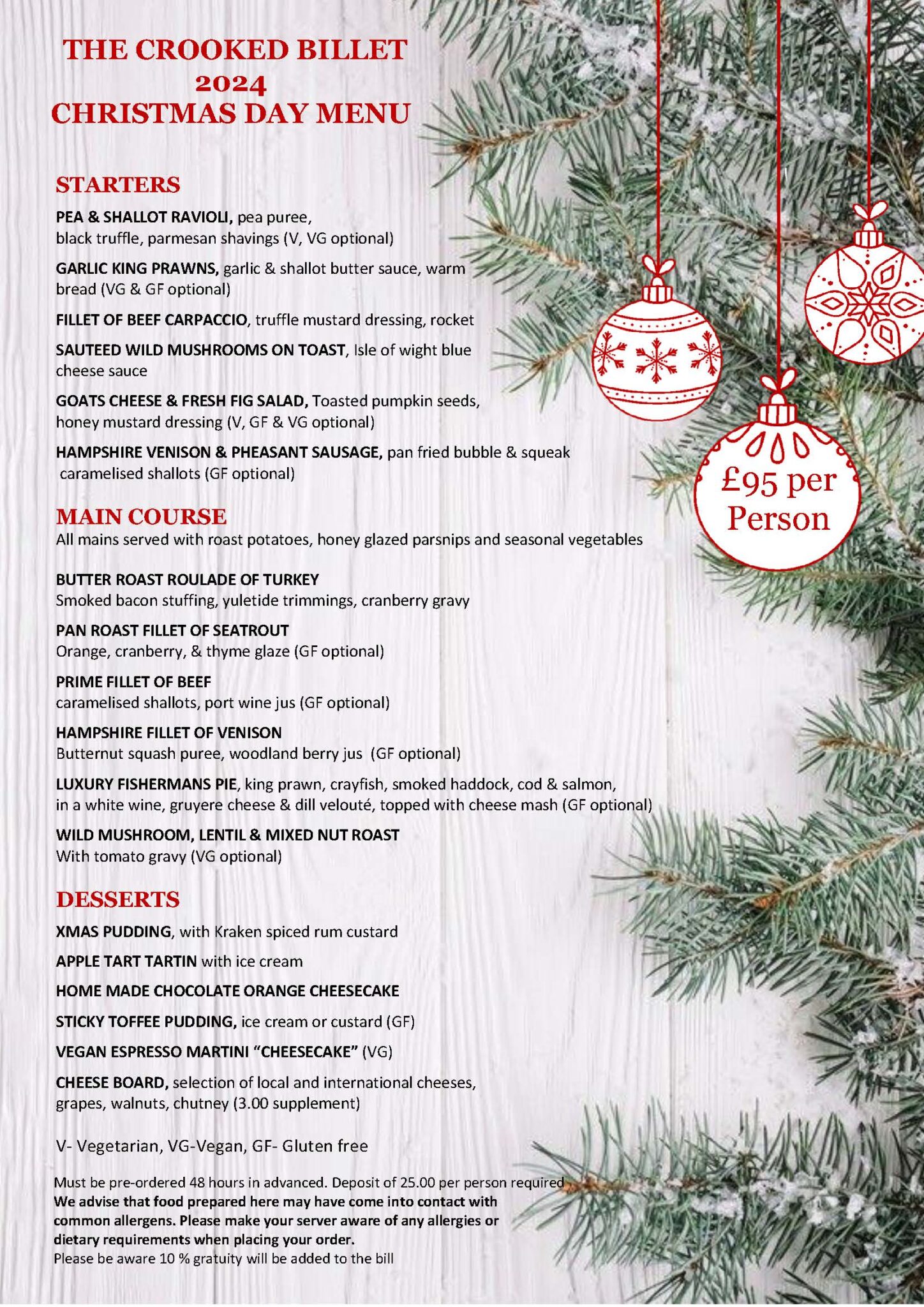 Menus – The Crooked Billet